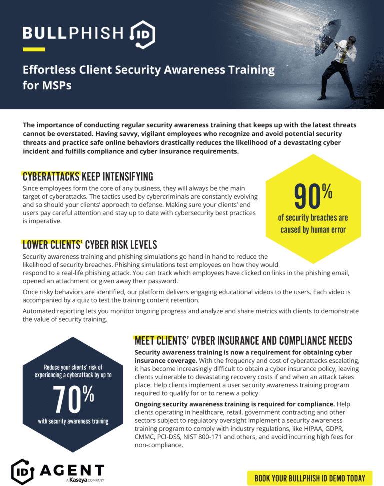 BullPhish ID for MSPs Product Brief | ID Agent